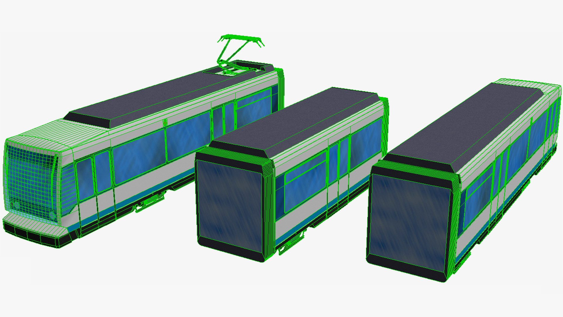 Modern 3-segment low floor tram 3D model - TurboSquid 1996257