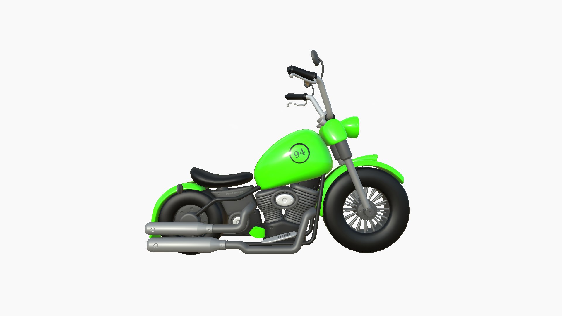 Motorcycle Cartoon A04 Green - Custom Vehicle Design 3D Model ...