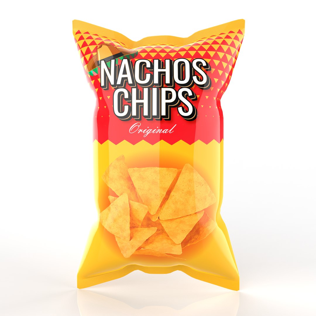 Nachos Chips Bag Packaging Model For Snack Branding 3D - TurboSquid 2332518