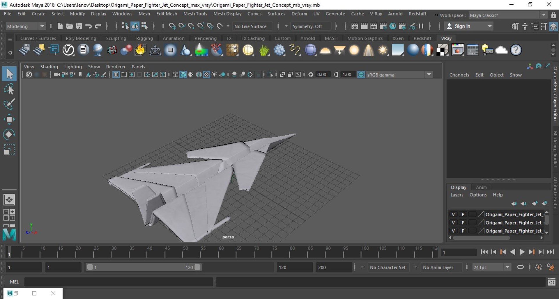 3D Model Origami Paper Fighter Jet Concept - TurboSquid 2288485