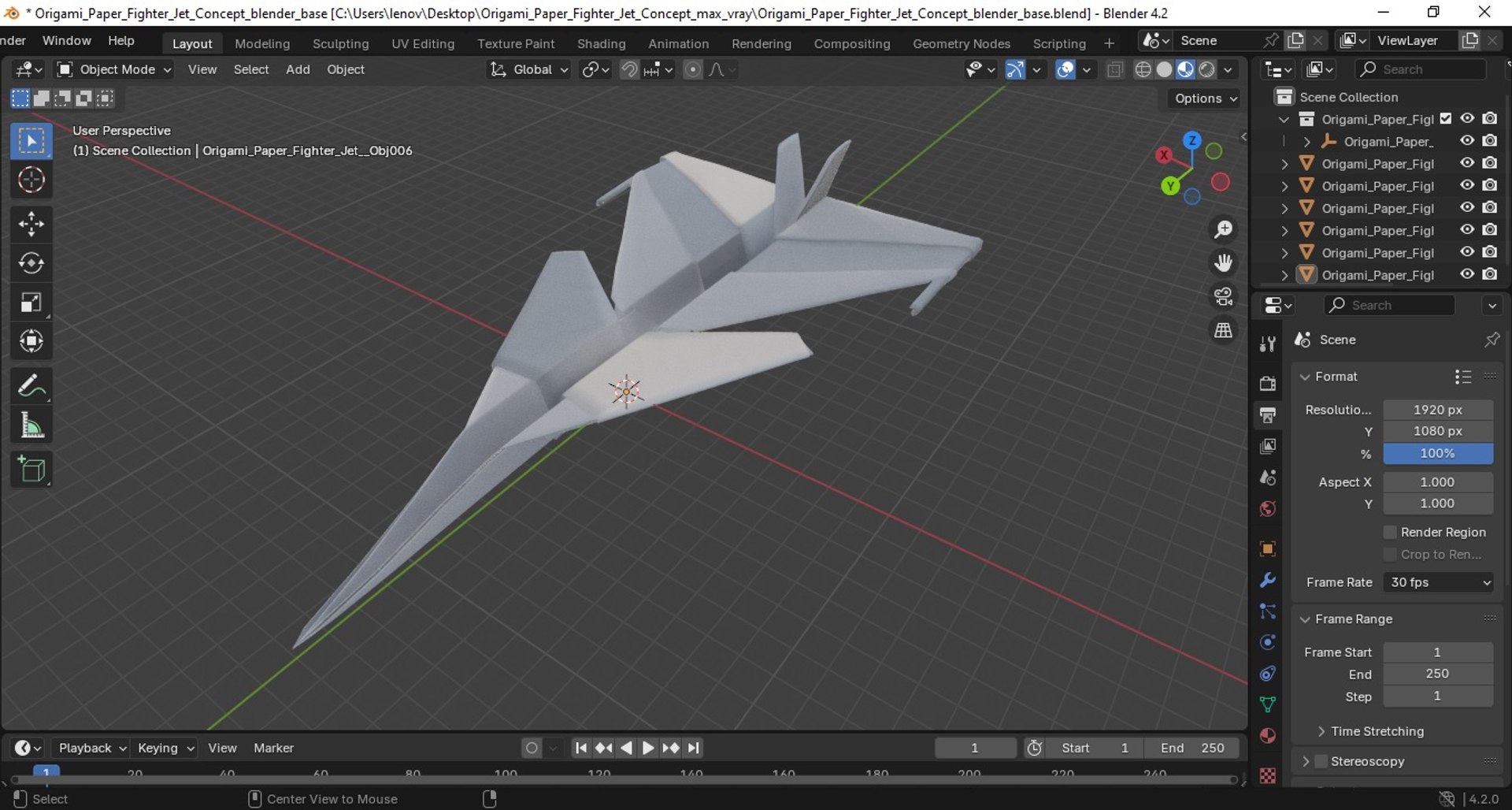3D Model Origami Paper Fighter Jet Concept - TurboSquid 2288485