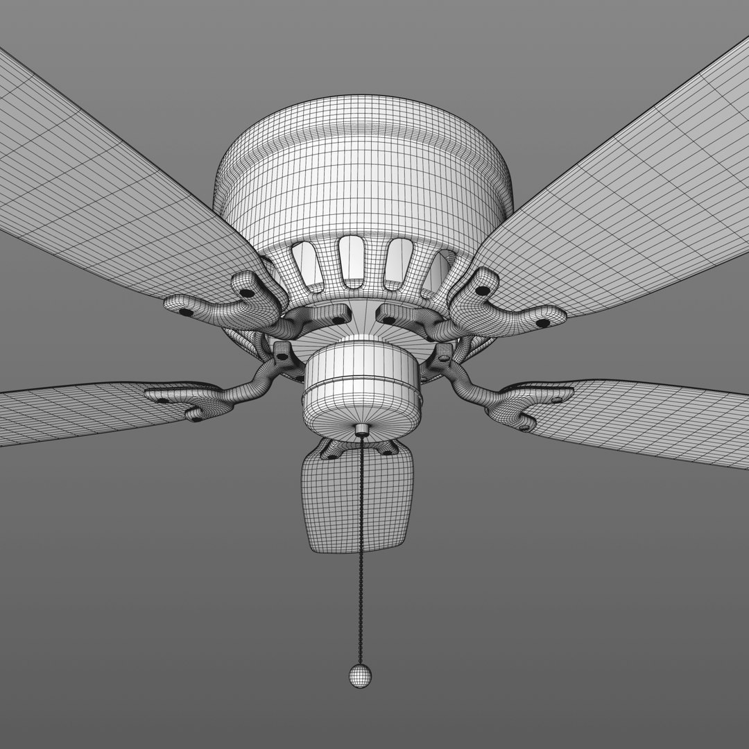 Realistic Brass Ceiling Fan 3D Model - TurboSquid 1433722