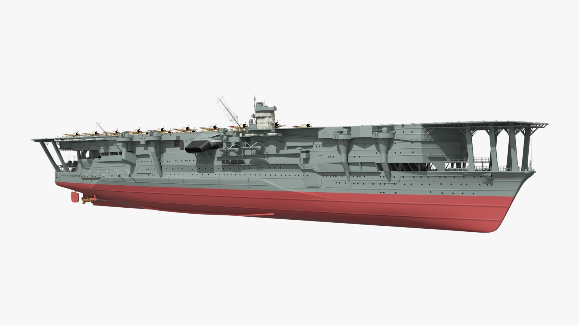 Aircraft Carrier Kaga With Fighter Jets On Board 3D Model - TurboSquid ...