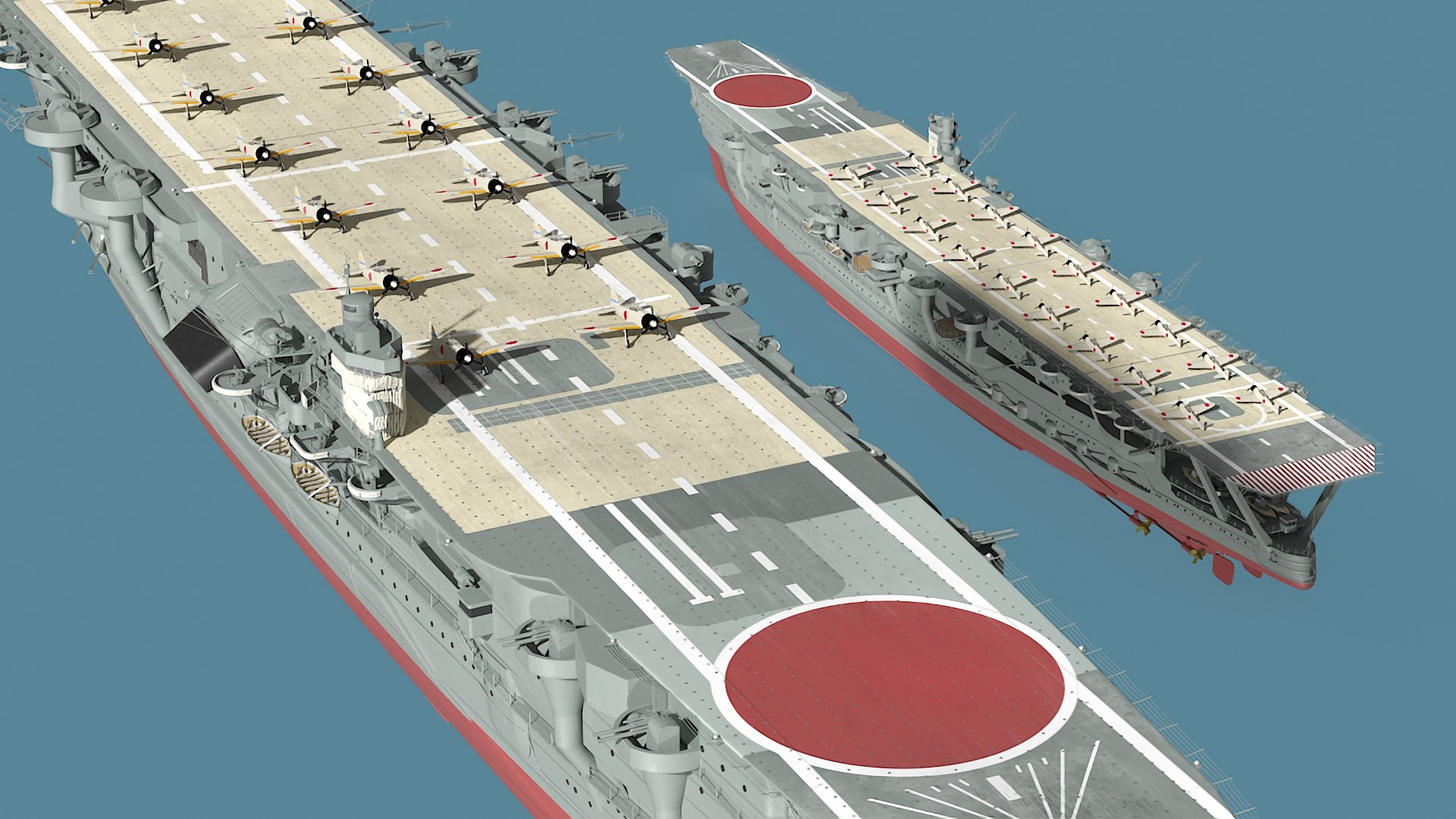 Aircraft Carrier Kaga With Fighter Jets On Board 3D Model - TurboSquid ...