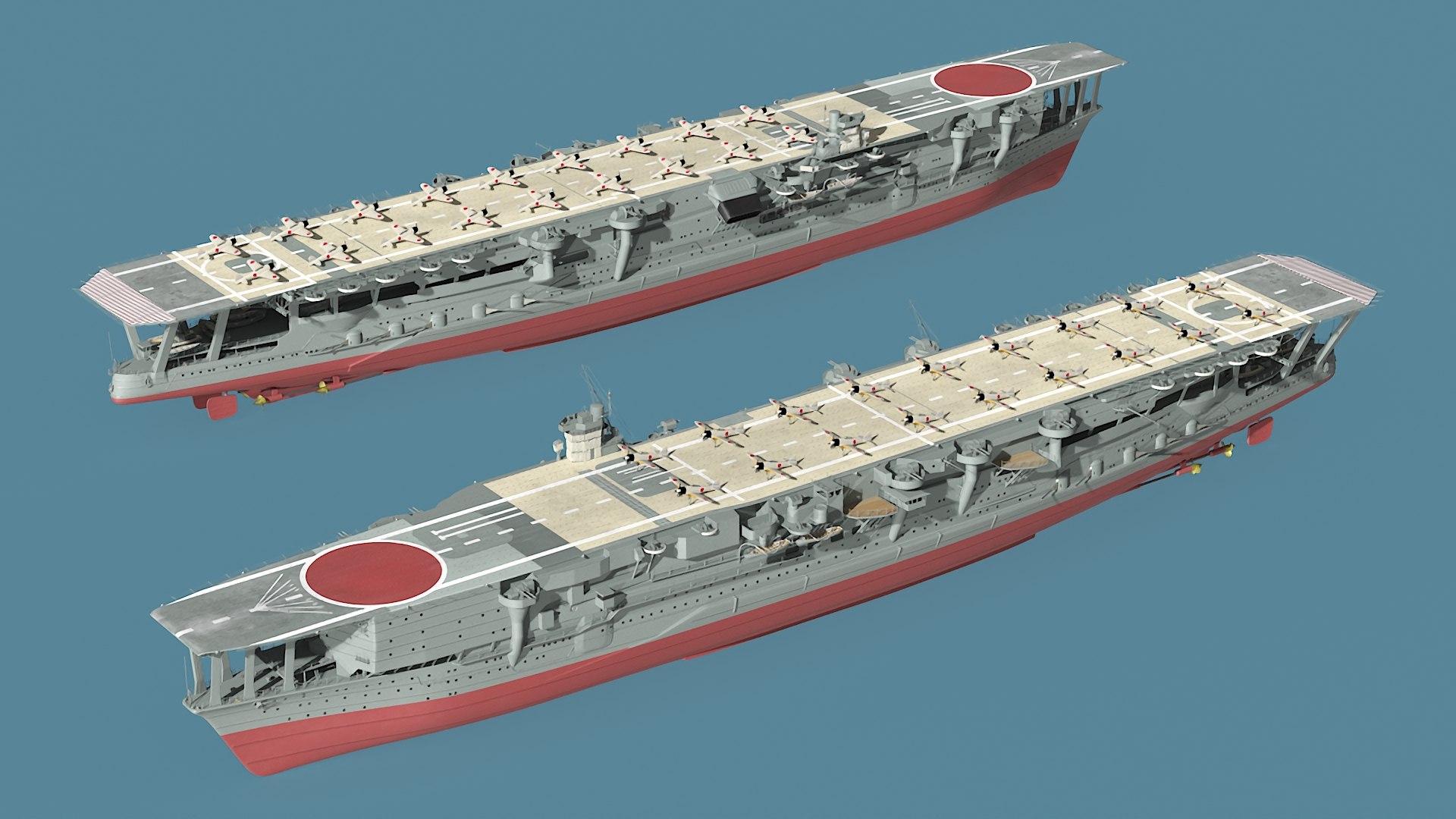 Aircraft Carrier Kaga With Fighter Jets On Board 3D Model - TurboSquid ...