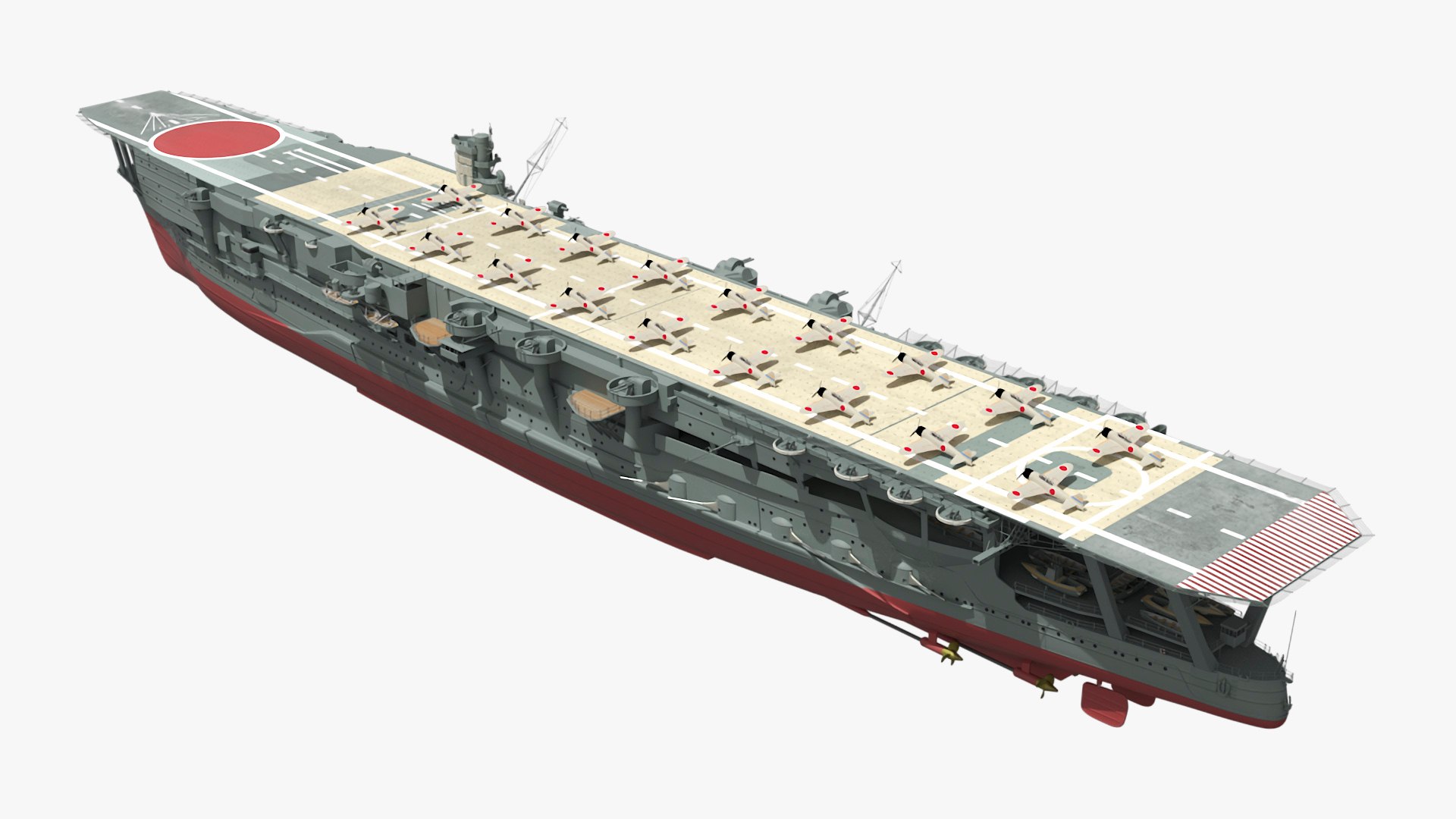 Aircraft Carrier Kaga With Fighter Jets On Board 3D Model - TurboSquid ...