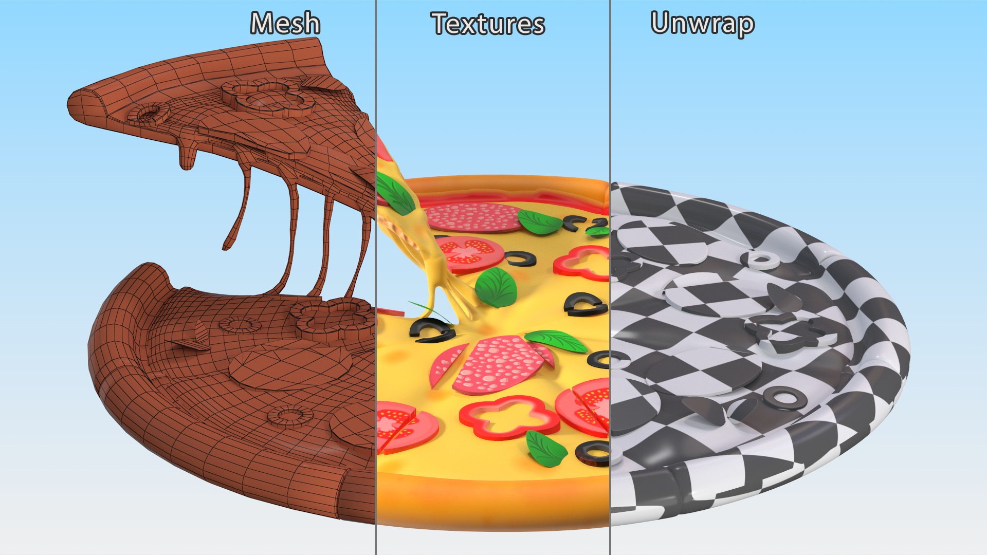 3D Cartoon Pizza with One Slice Taken - TurboSquid 2042294