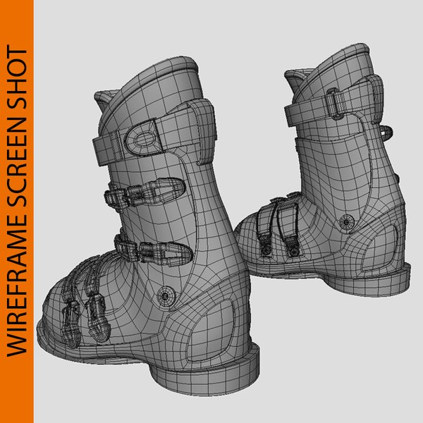 3d hill ski boots binder model