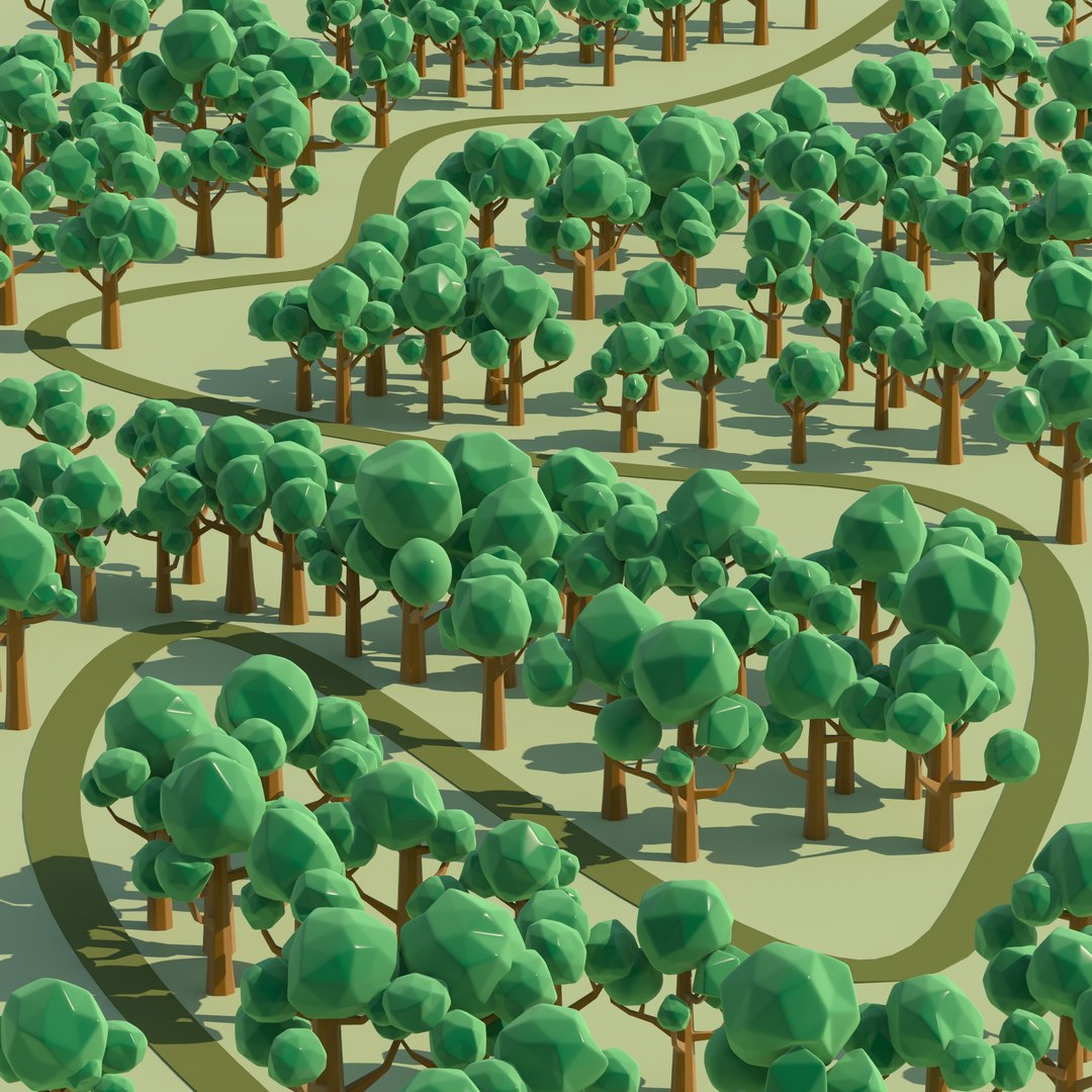 Cartoon Trees Forest Pack 3d Model