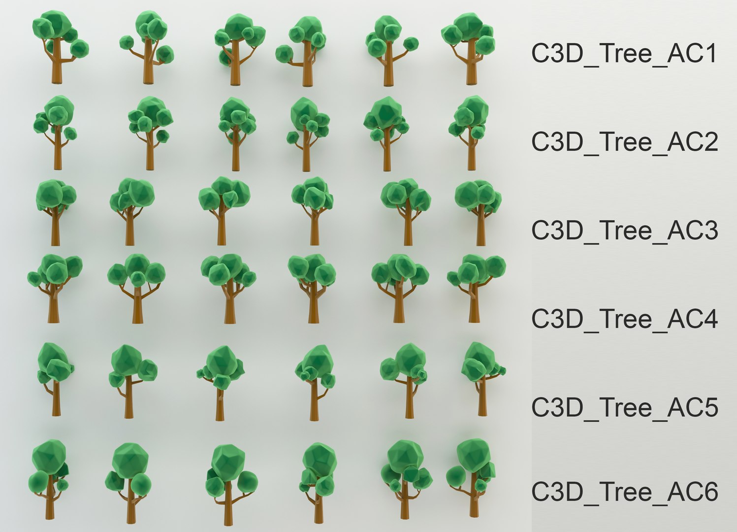 Cartoon Trees Forest Pack 3d Model