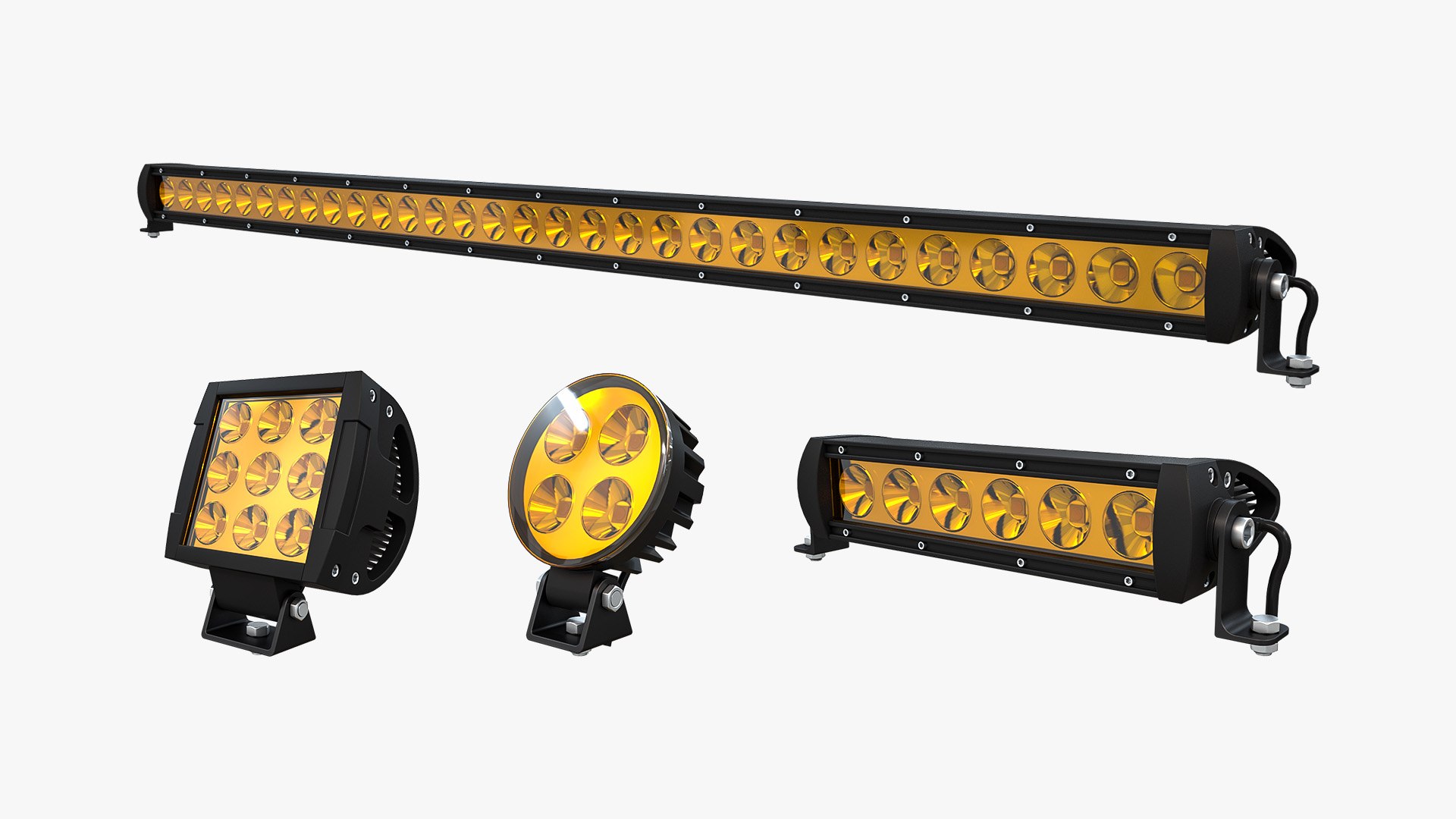 3D Amber LED Light Bar Collection V2 - TurboSquid 2147230