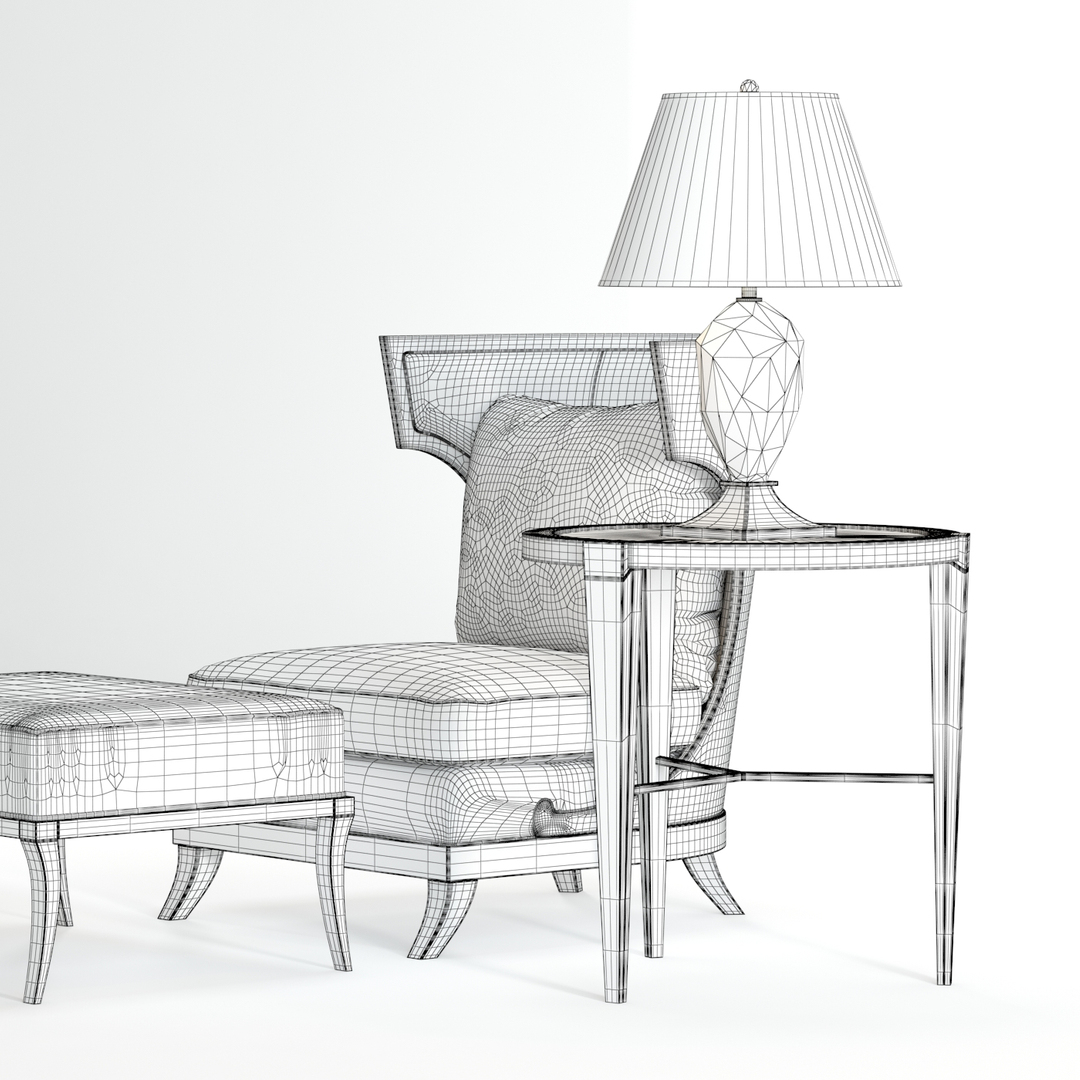 Bakers atrium chair ottoman 3D - TurboSquid 1189202