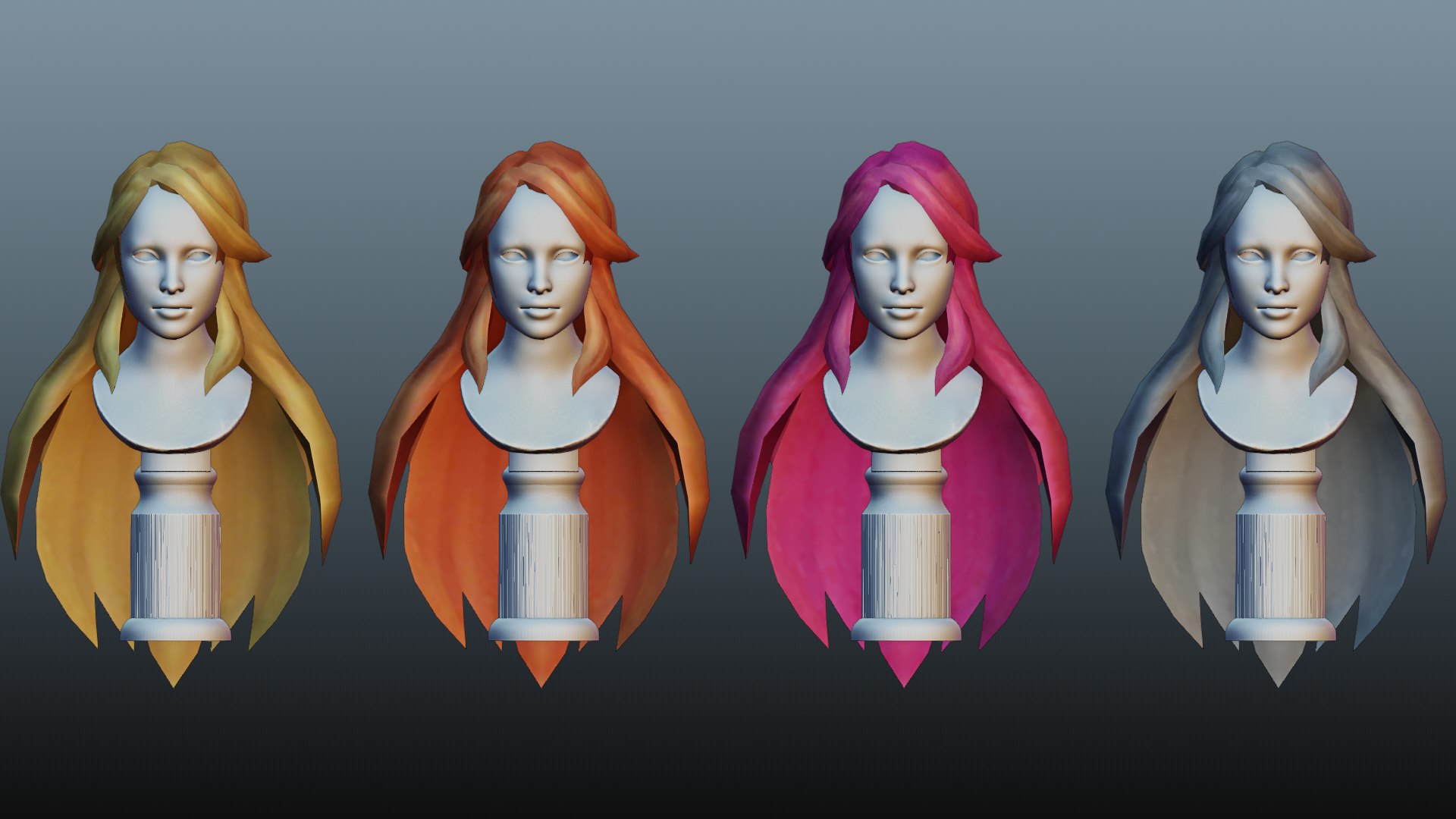 3D Female Hair Low Poly 4 Colors - TurboSquid 2211916