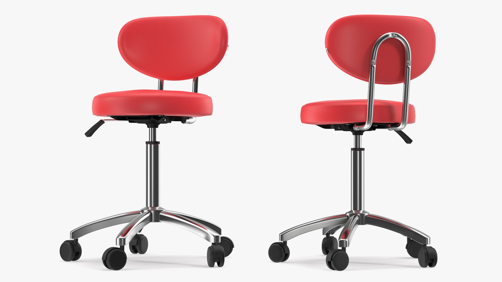 3D Office Chair With Wheels Red - TurboSquid 2068890
