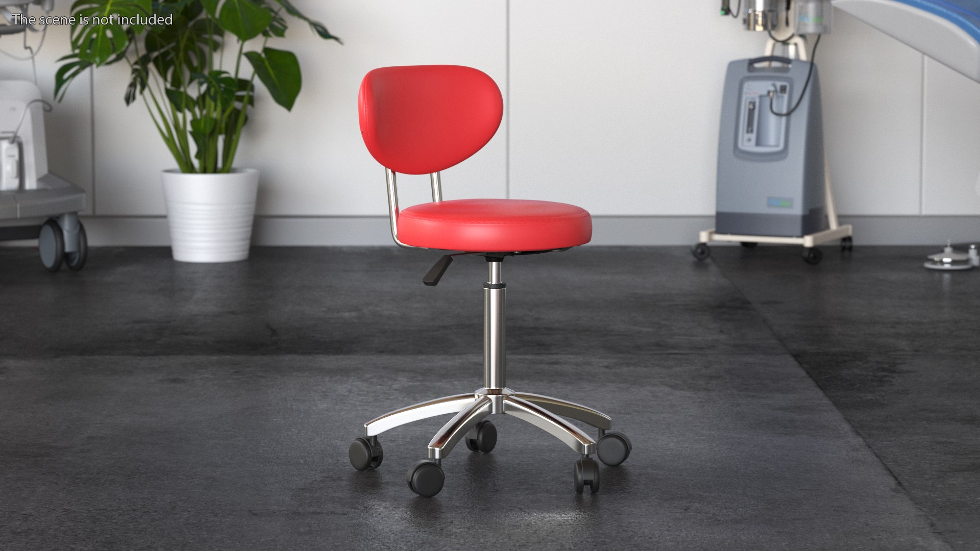 3D Office Chair With Wheels Red - TurboSquid 2068890