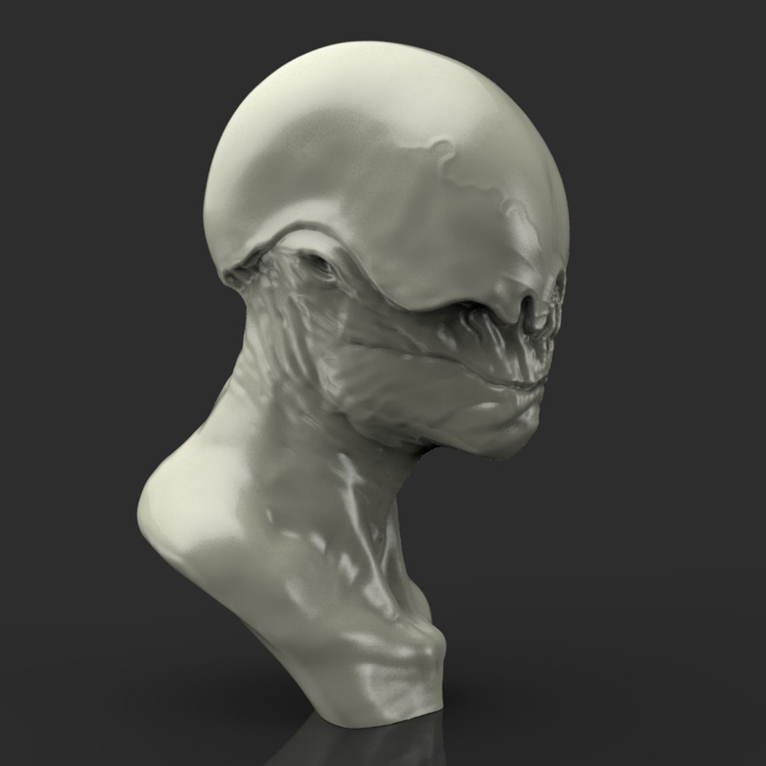 Alien Bust Sculpture 3d Model