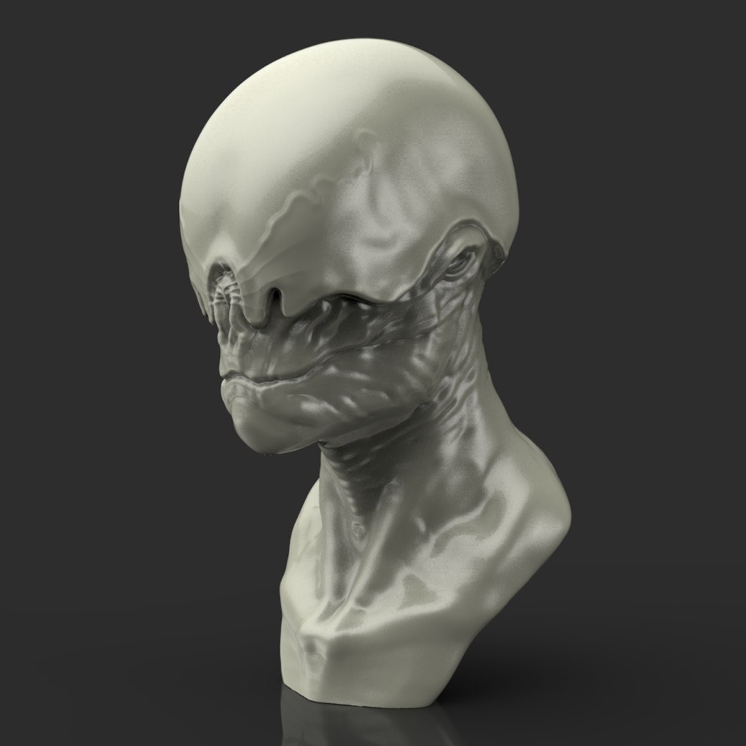Alien Bust Sculpture 3d Model