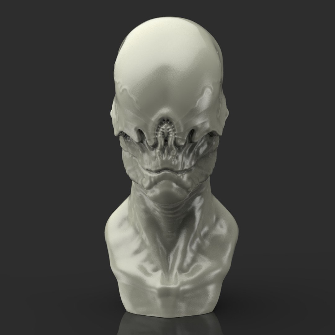 Alien Bust Sculpture 3d Model