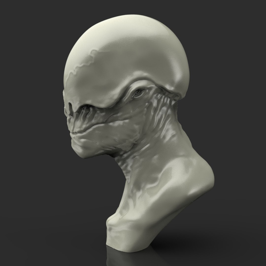 Alien Bust Sculpture 3d Model