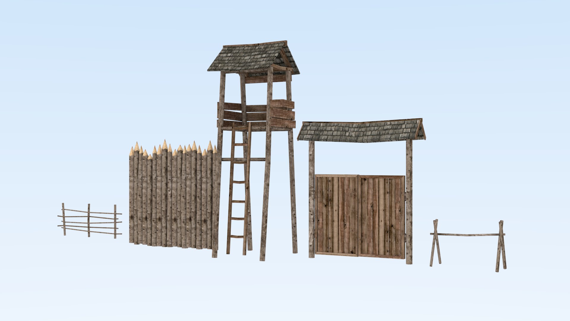Tower fence medieval architecture 3D model - TurboSquid 1360576