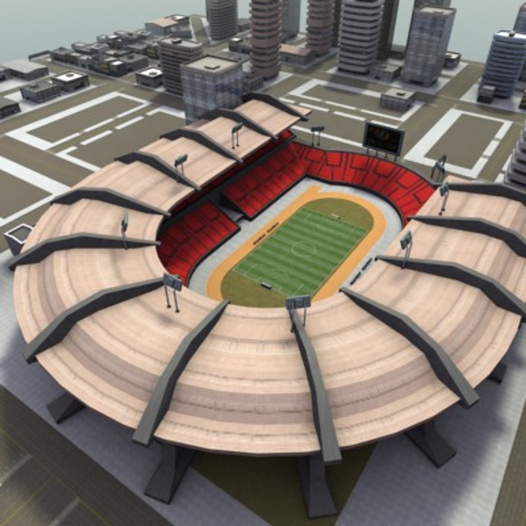 3d model multi football stadium rt