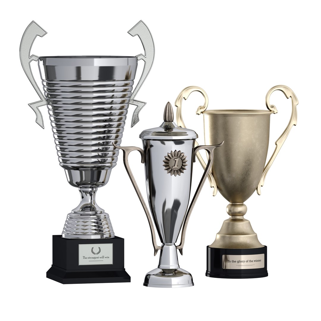 Sports Award Cup Trophy Set Of Three Cups 3D - TurboSquid 2111699