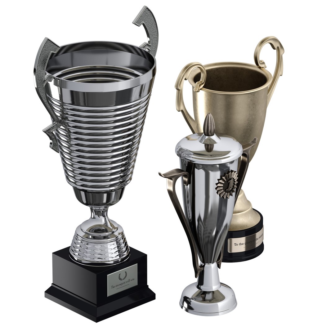 Sports Award Cup Trophy Set Of Three Cups 3D - TurboSquid 2111699