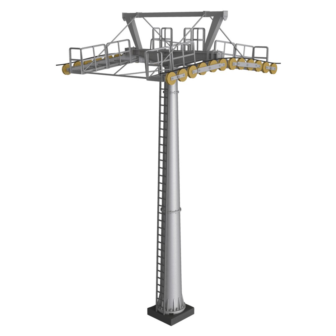 3d model of cable way pillars