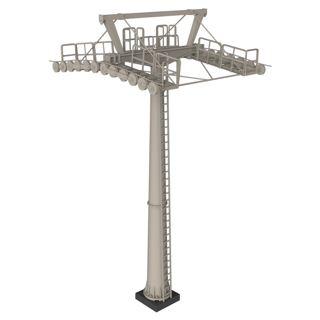 3d model of cable way pillars