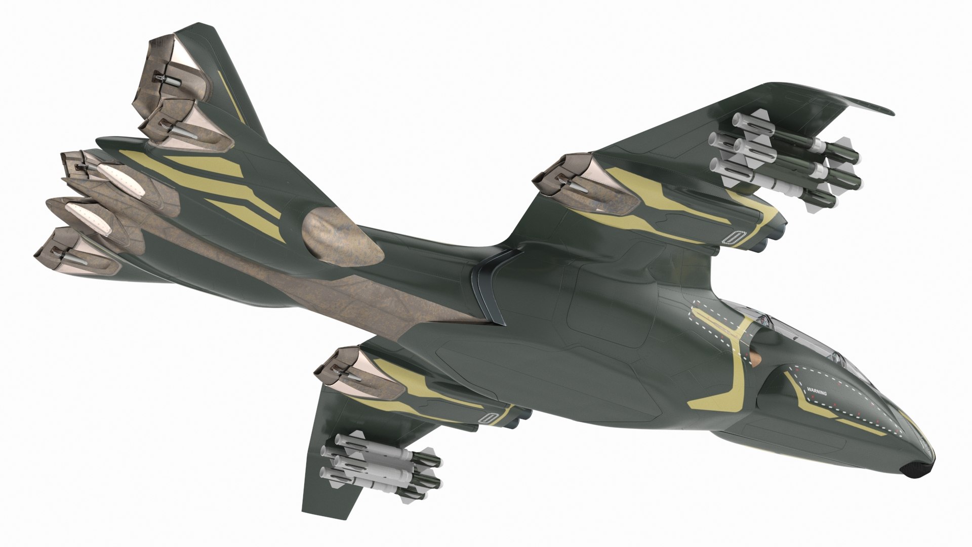 Sci Fi Green Military Fighter Jet 3D Model - TurboSquid 2299975