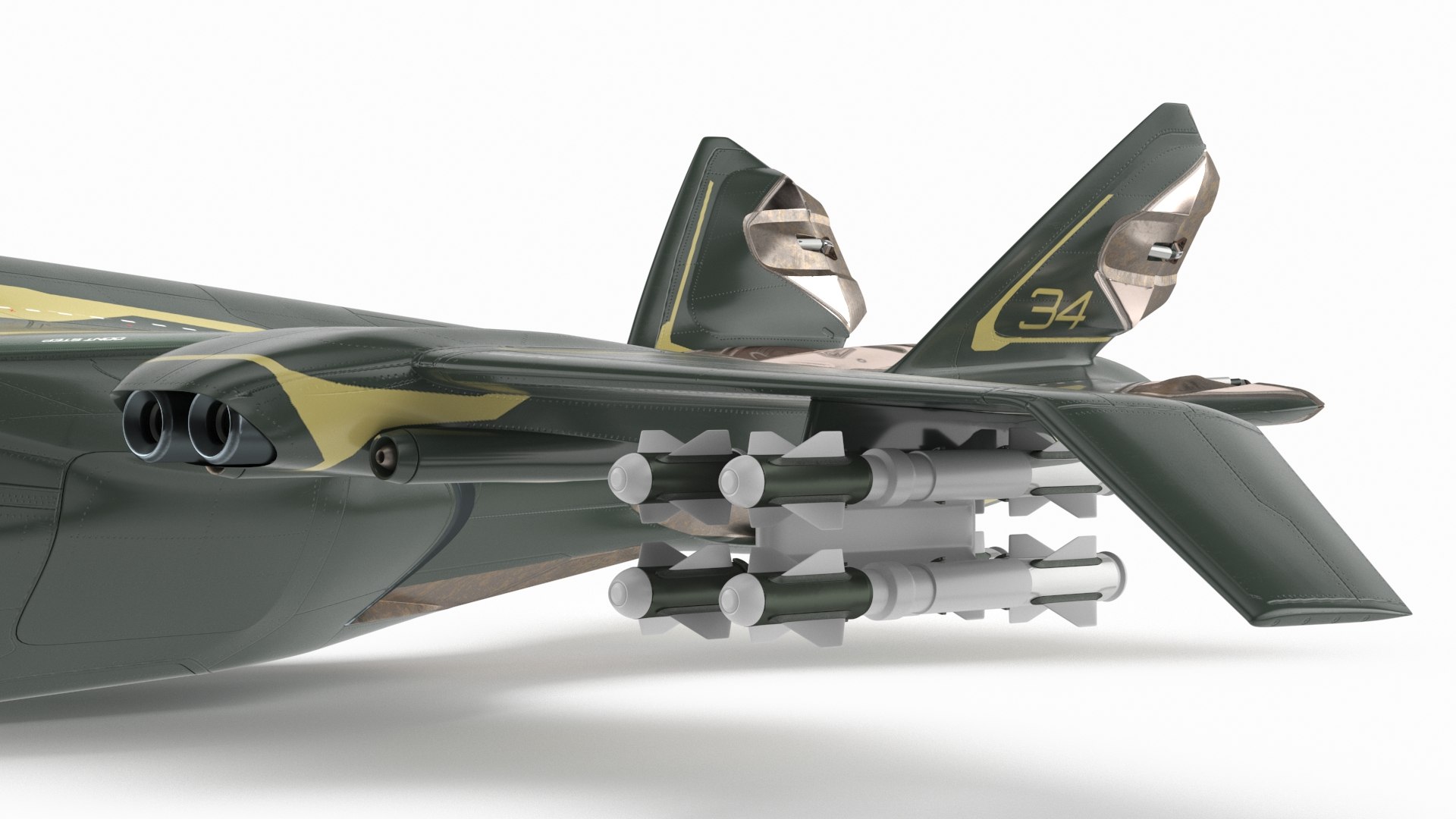 Sci Fi Green Military Fighter Jet 3D Model - TurboSquid 2299975