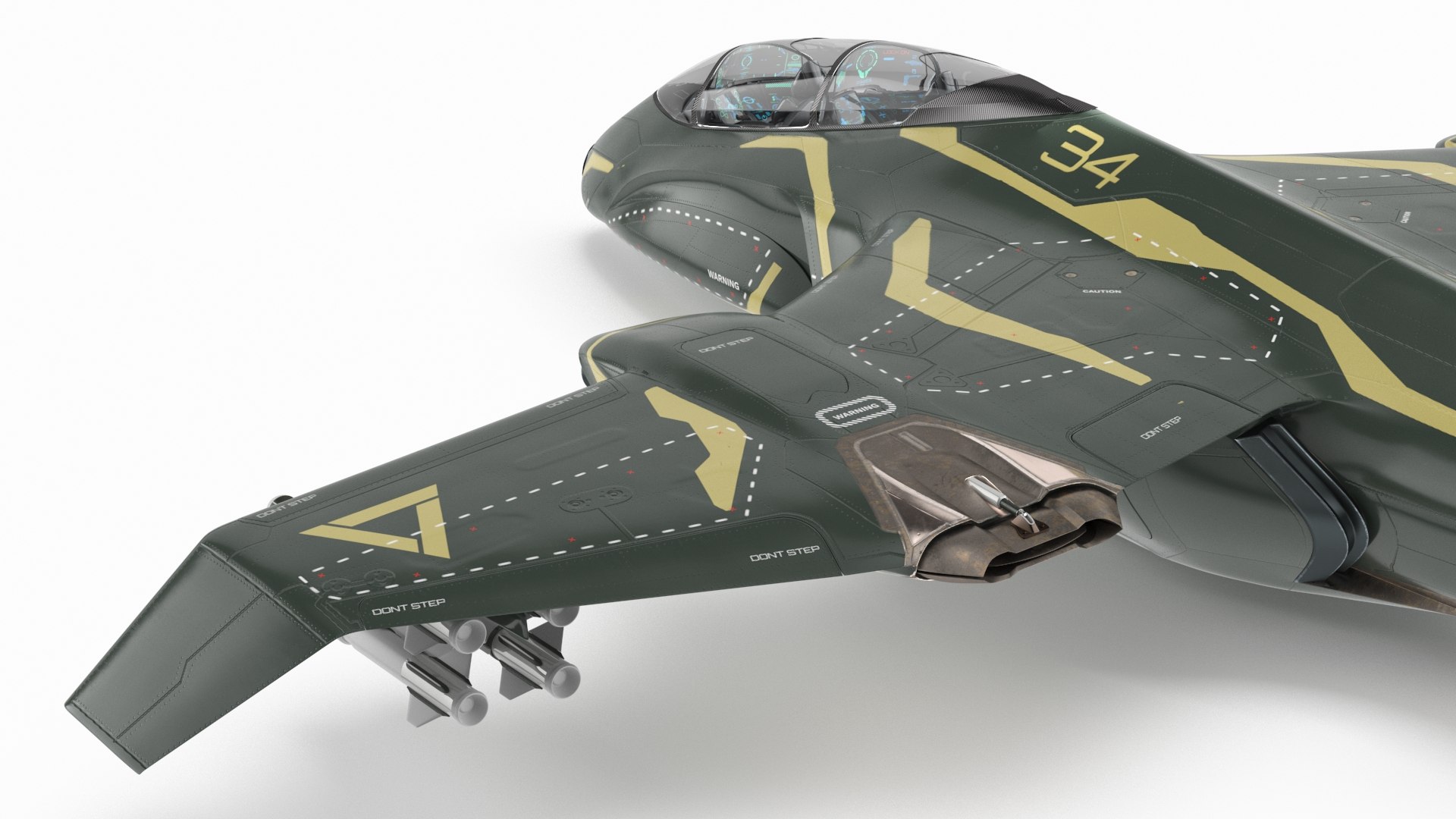Sci Fi Green Military Fighter Jet 3D Model - TurboSquid 2299975