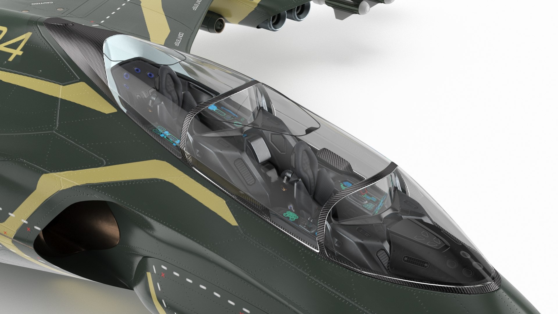 Sci Fi Green Military Fighter Jet 3D Model - TurboSquid 2299975