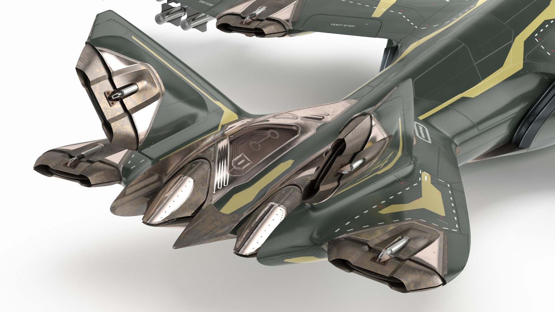 Sci Fi Green Military Fighter Jet 3D Model - TurboSquid 2299975