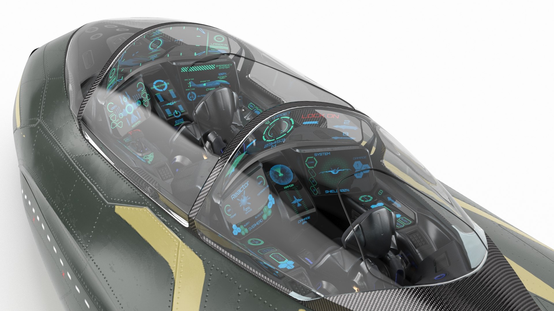 Sci Fi Green Military Fighter Jet 3D Model - TurboSquid 2299975