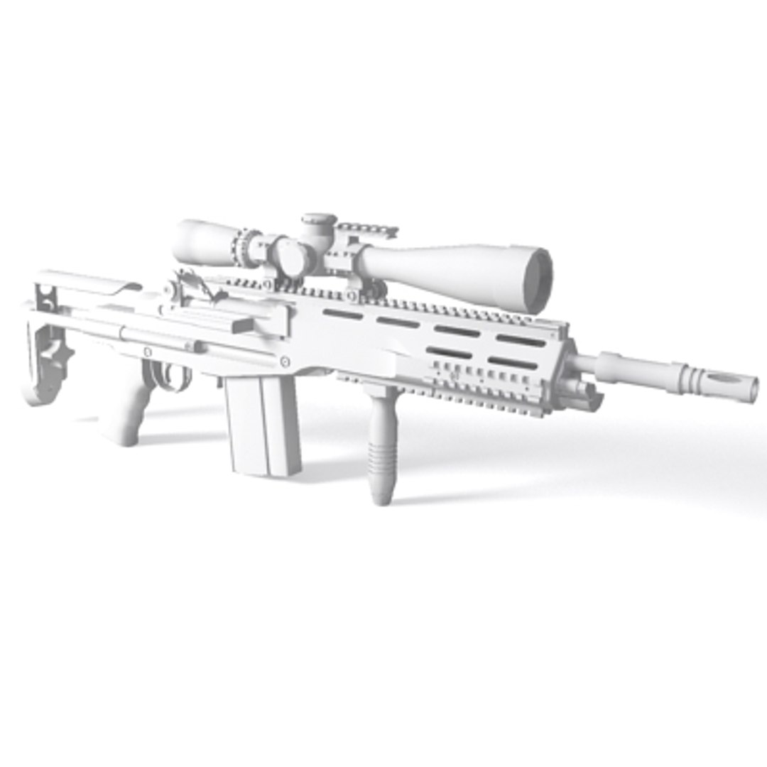 3d M14 Sopmod Rifle Battle Model