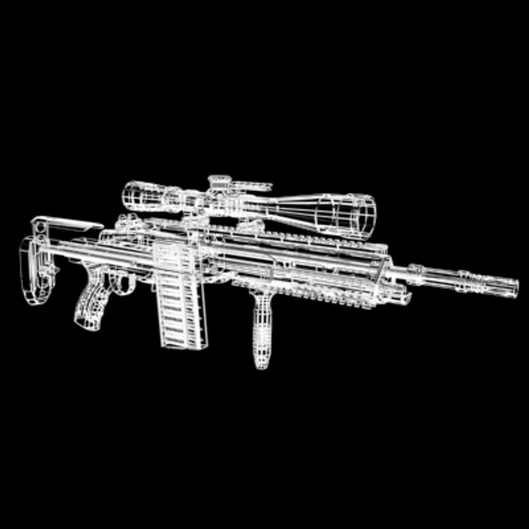 3d M14 Sopmod Rifle Battle Model