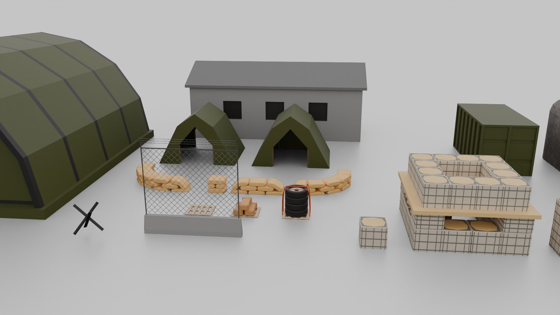 3D Low Poly Military Base - TurboSquid 2220369