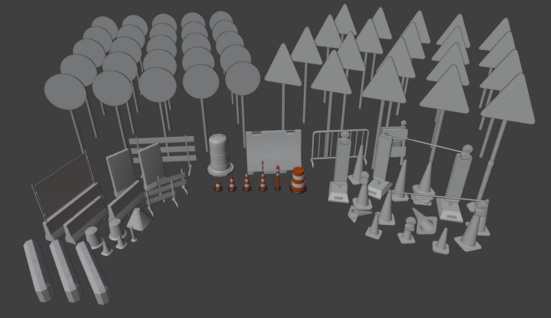 3D Traffic Cones And Warning Signs - TurboSquid 2521095