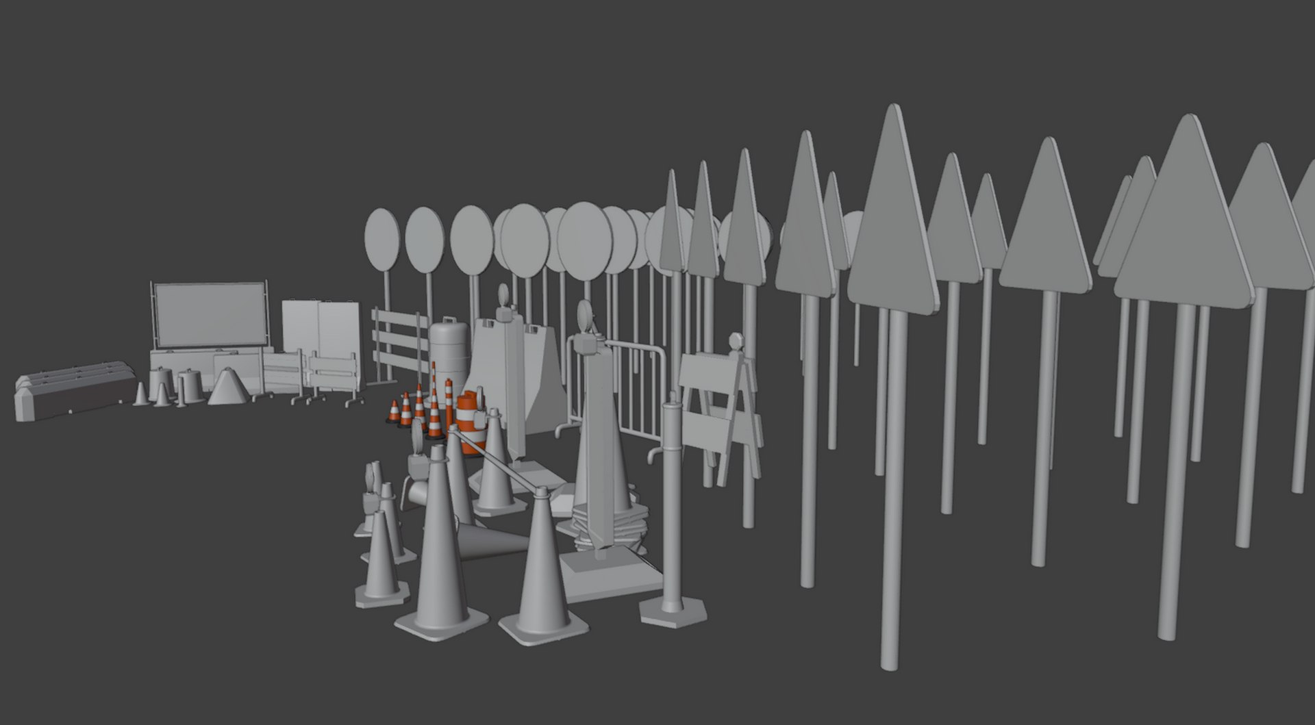 3D Traffic Cones And Warning Signs - TurboSquid 2521095