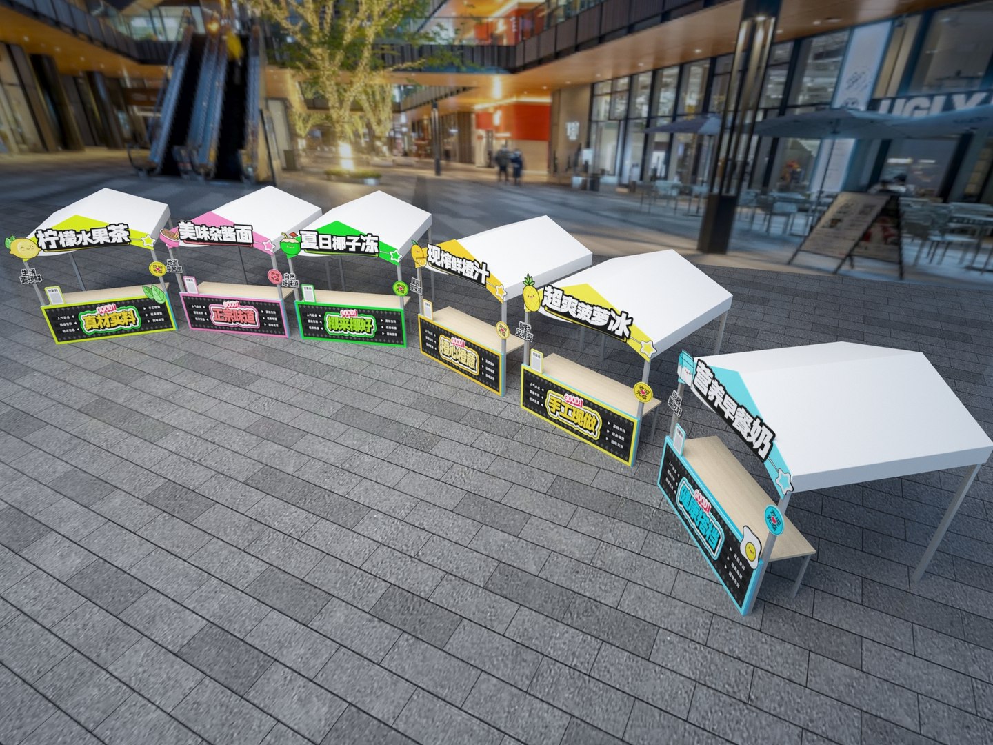 3D Shopping Mall Market Stalls Snack Stalls Mobile Stalls And Simple ...