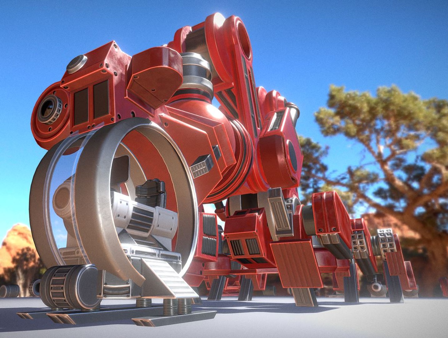 3ds walking mech neck red