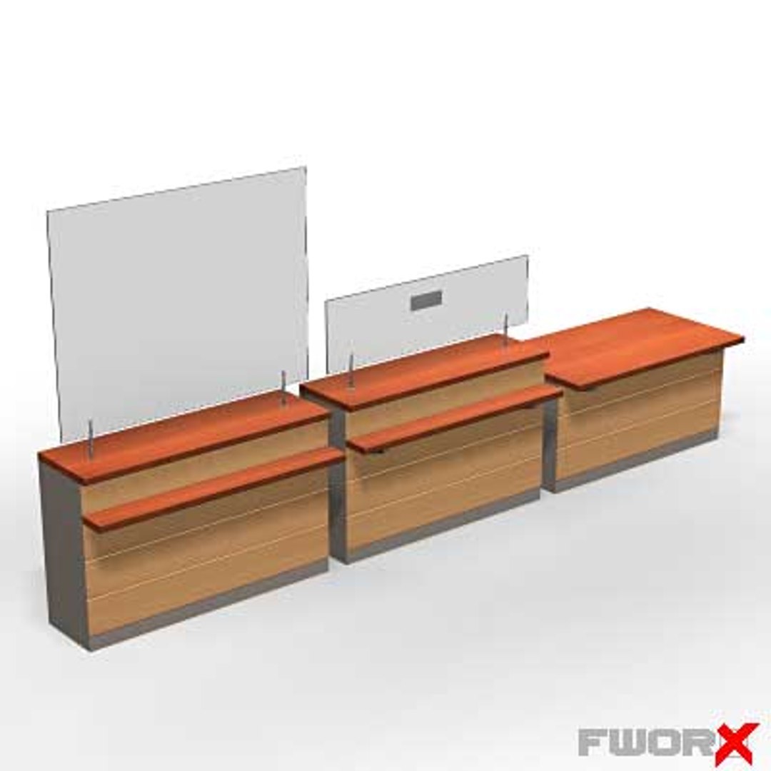 3d Counter Desk Model