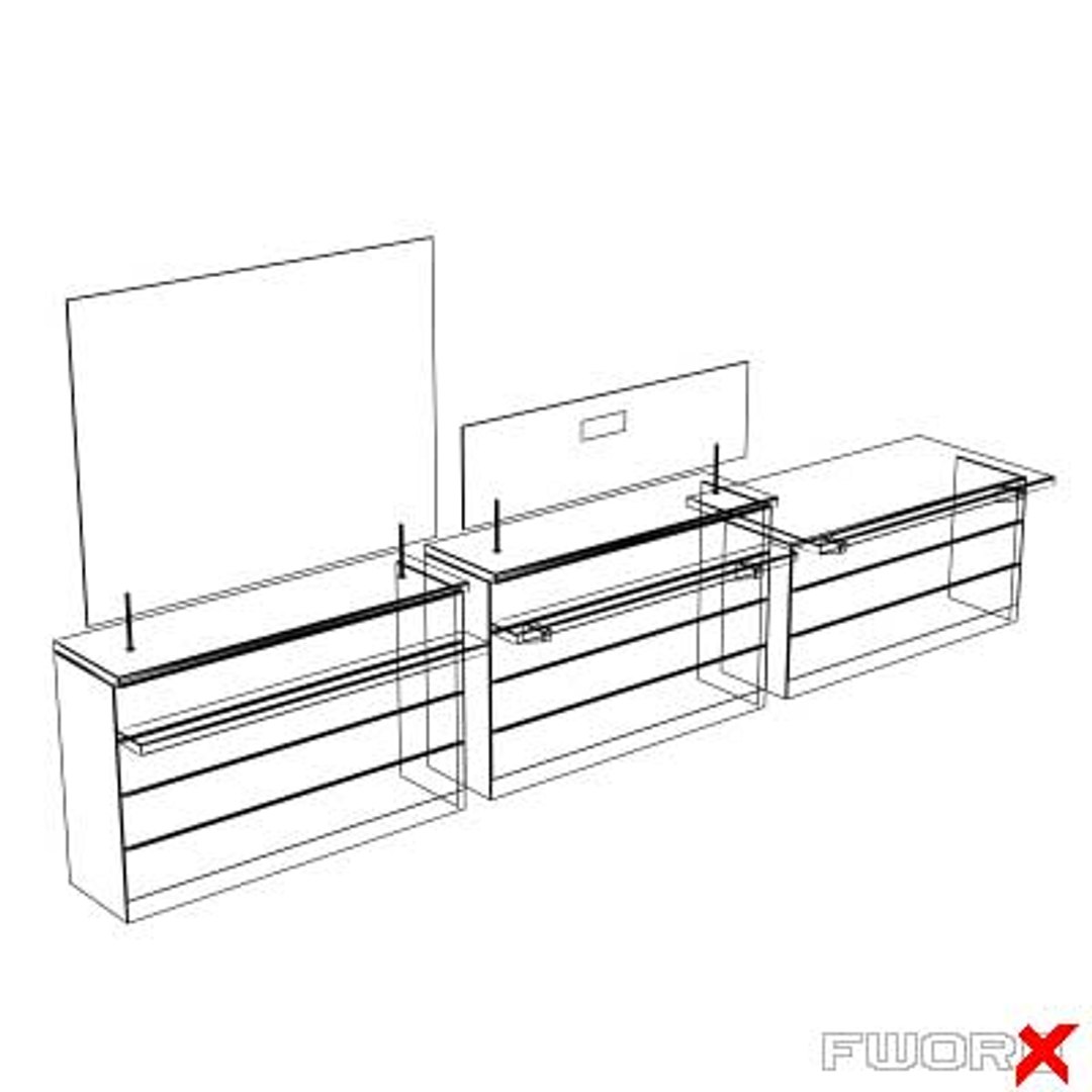3d Counter Desk Model