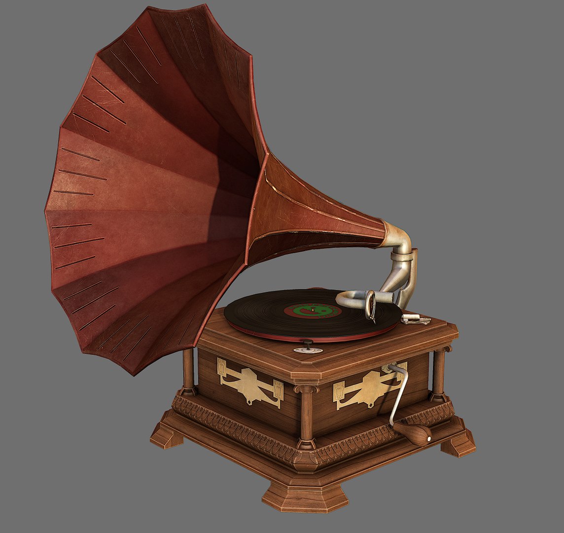 3d retro gramophone model