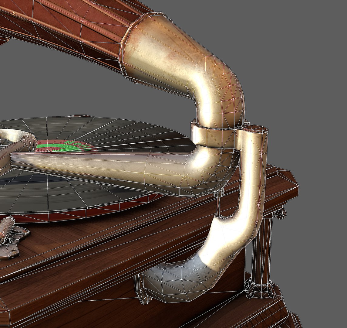 3d retro gramophone model