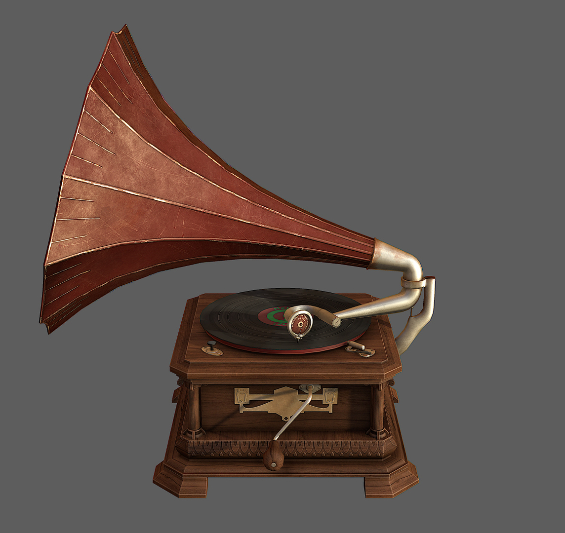 3d retro gramophone model