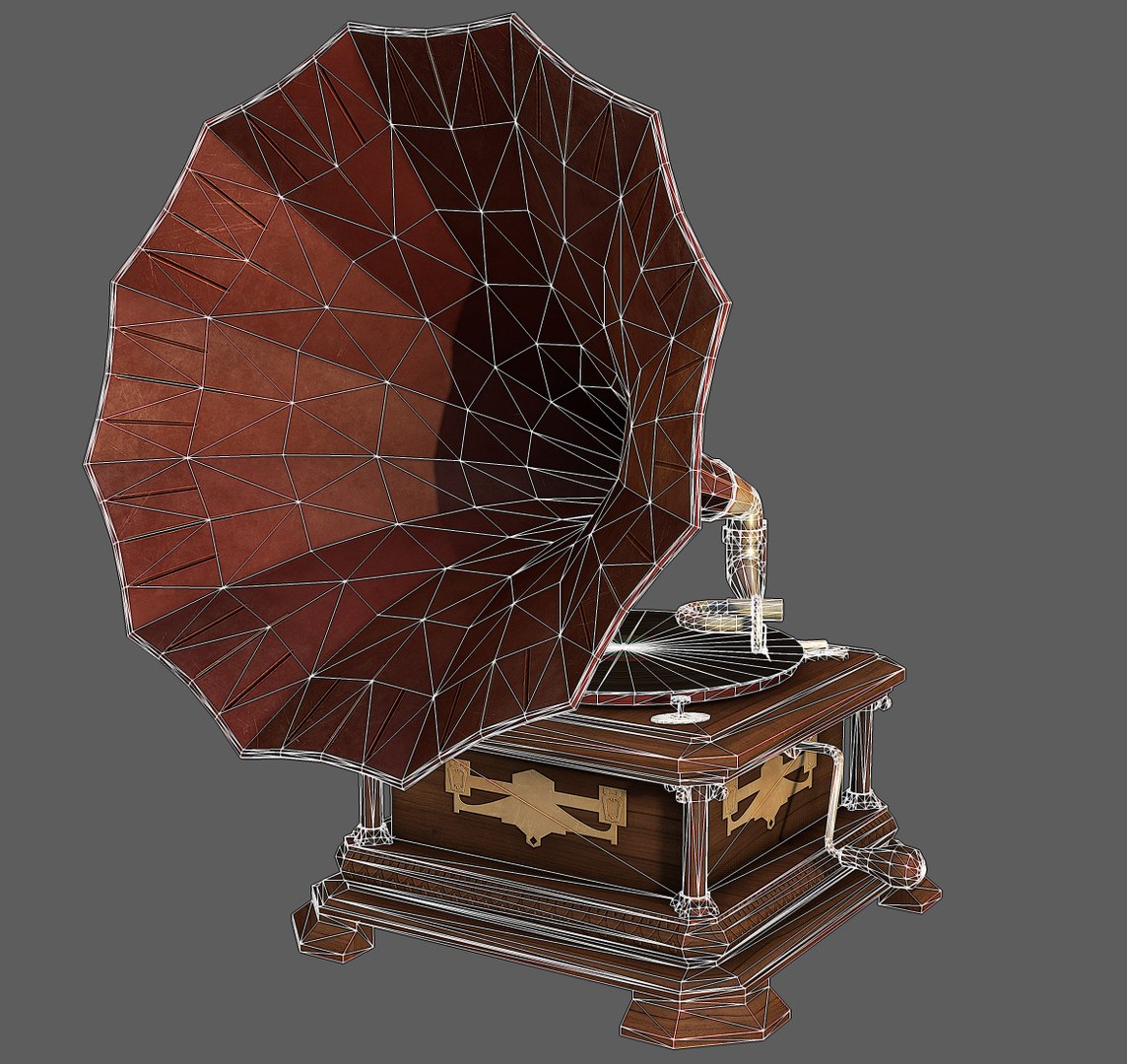 3d retro gramophone model