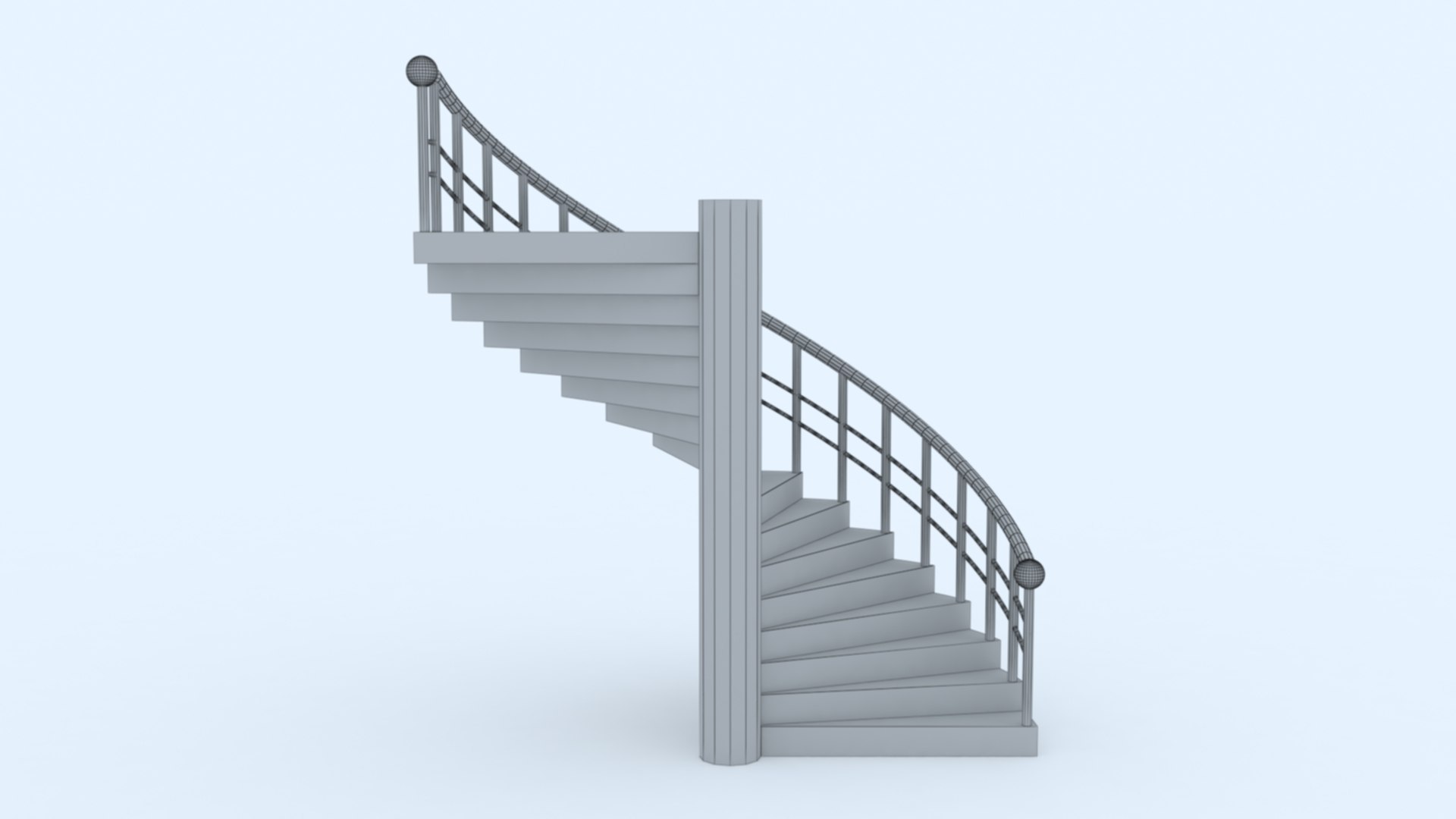 3D Half Round Stairs - TurboSquid 1891928