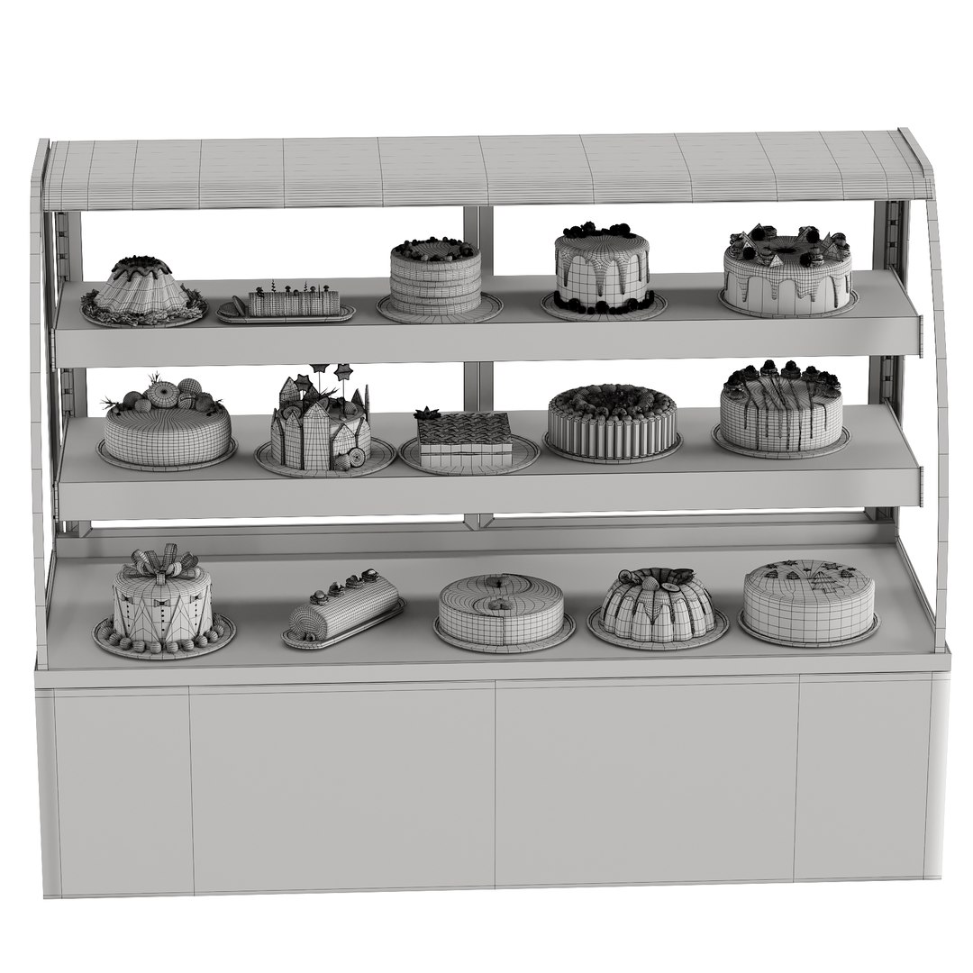 Pastry Refrigerator 15 Different Cakes 3D - TurboSquid 2003584